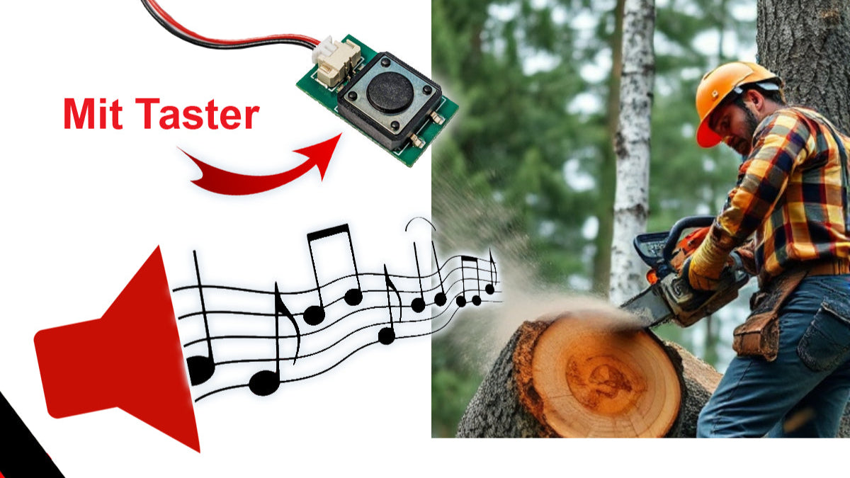 Soundmodul "Holzfäller Baum fällt" mit Lautsprecher + Taster – 3D-Scale